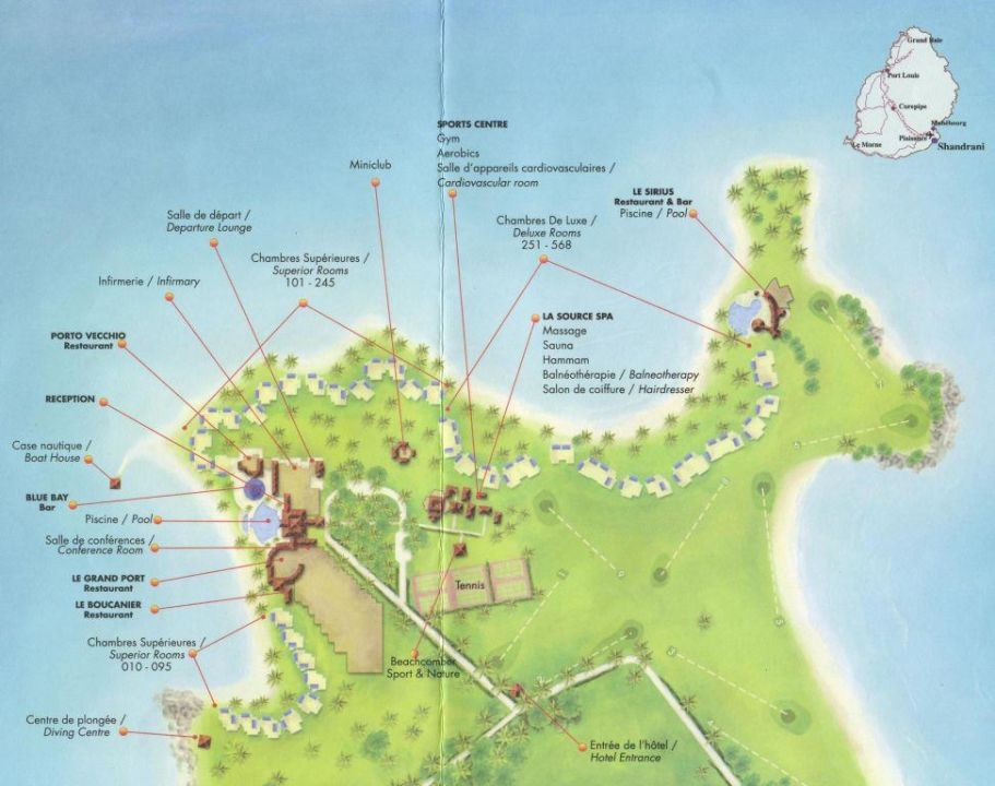 "Plan des Hotels" Shandrani Beachcomber Resort & Spa (Blue Bay ...