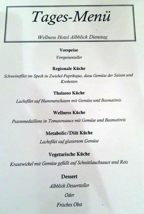 "Auswahl Tagesmenü" Vital- und Wellnesshotel Albblick (Waldachtal ...