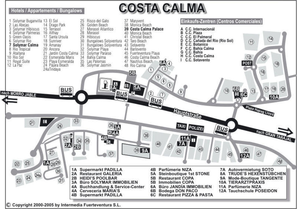 "Straßenkarte von Costa Calma" R2 Pajara Beach (Costa Calma ...