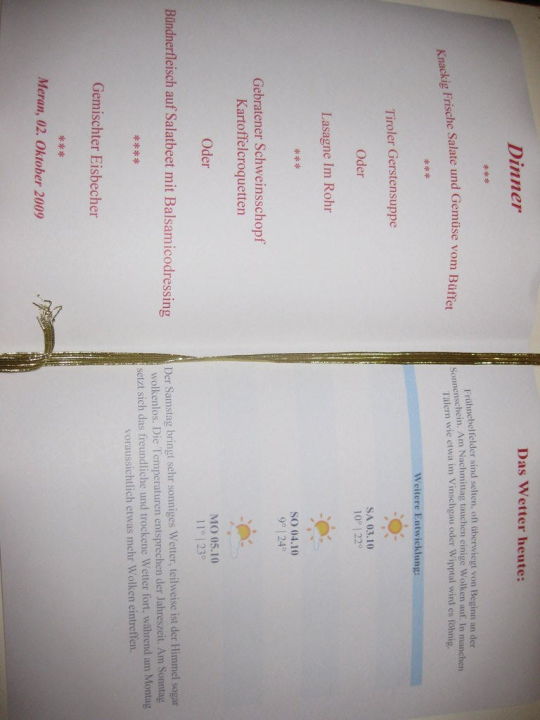 "Speisekarte Abendessen" Hotel Aster (Merano / Meran) • HolidayCheck ...