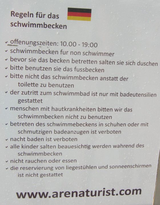 "Regeln für den Pool im Hotel Holiday" Arena Hotel Holiday (Medulin ...