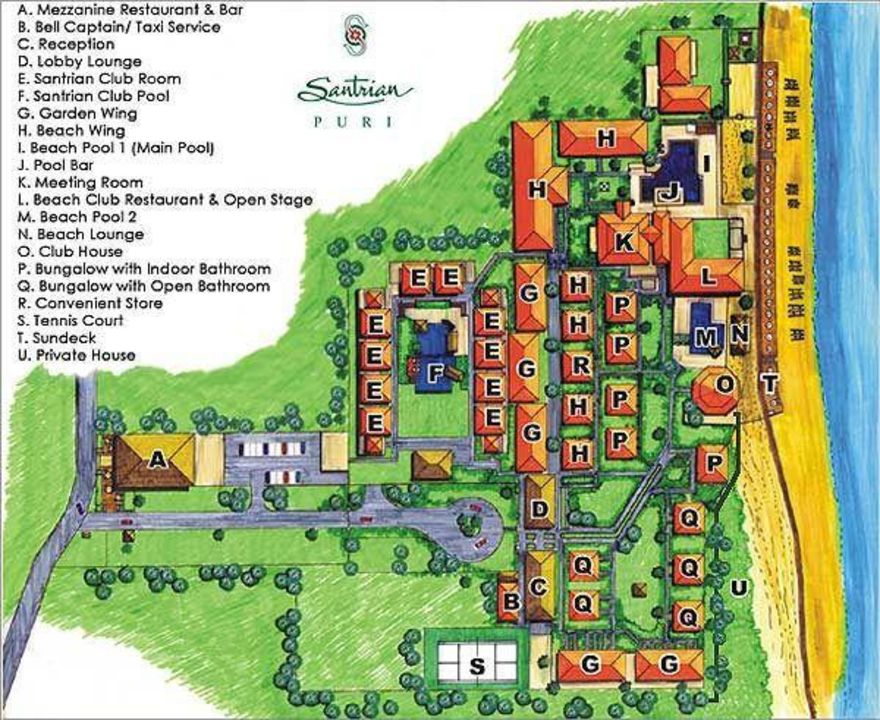 "MAP vom Puri Santrian" Hotel Puri Santrian (Sanur) • HolidayCheck ...
