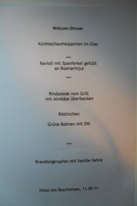 "Speisekarte" Hotel Am Reschensee (Resia / Reschen am See ...