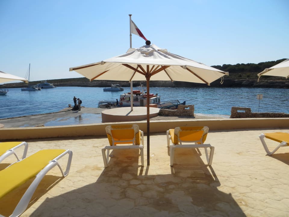 "Blick von den Liegen am P..." Comino Hotel & Bungalows (Insel Comino ...